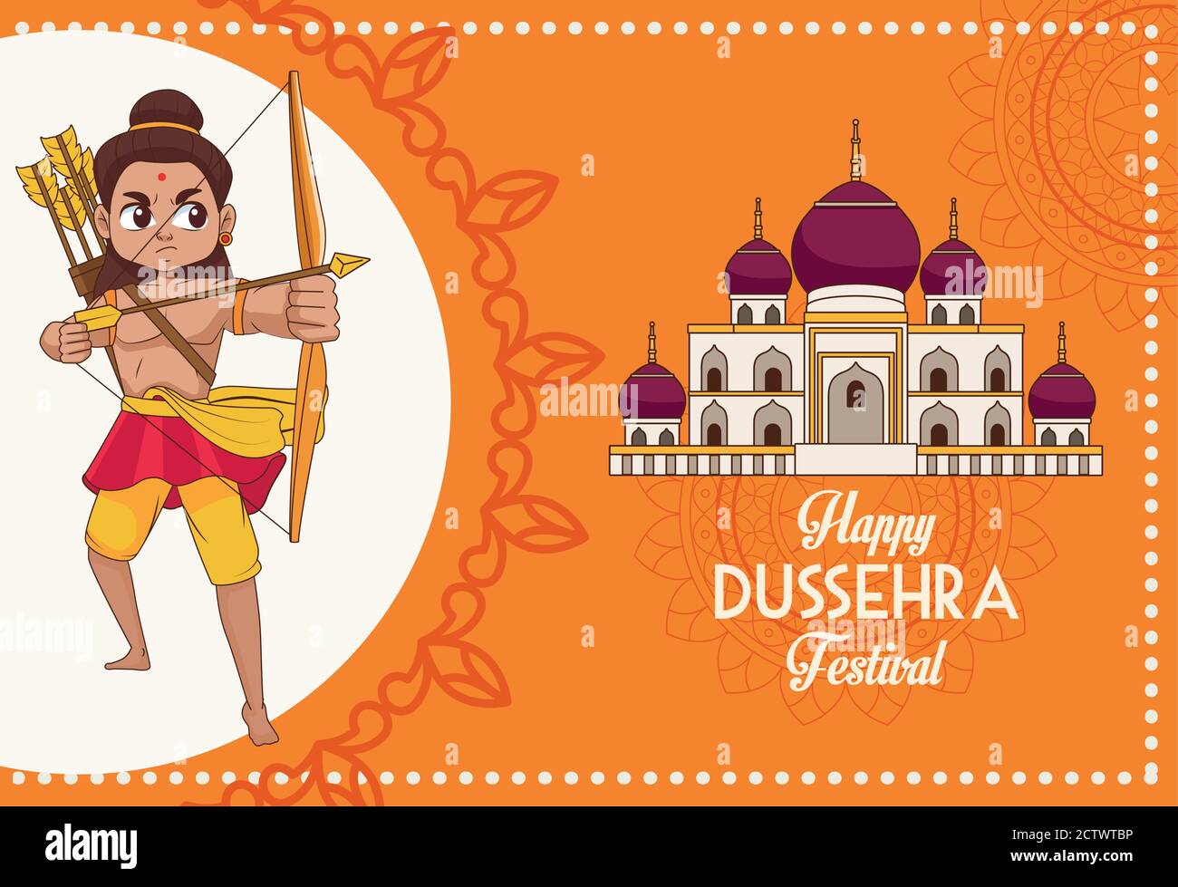 happy dussehra festival poster with rama character and mosque vector ...