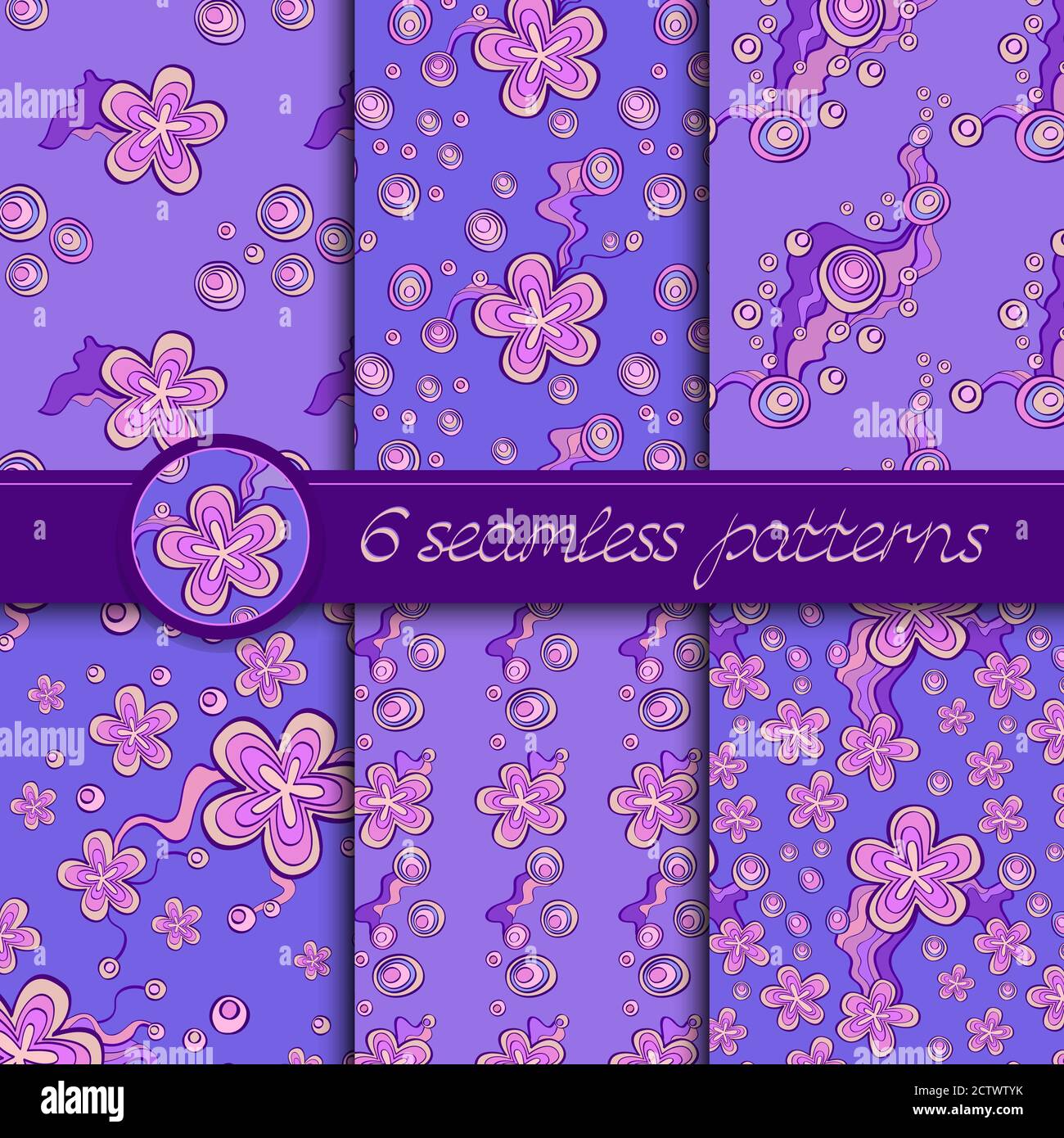 Vector set of seamless patterns with floral elements. Collection of ...