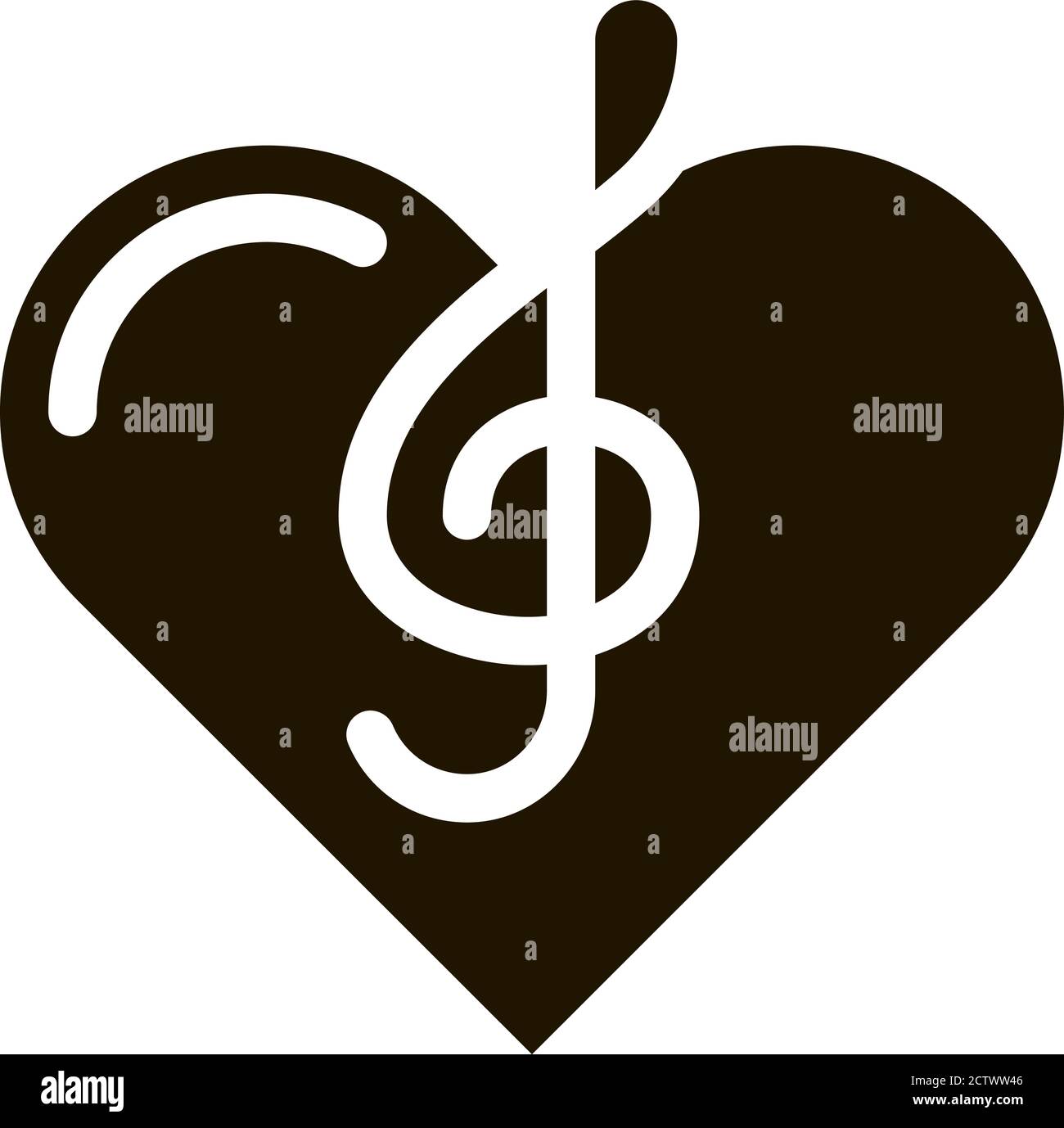 Treble Clef And Heart Song Element glyph icon Stock Vector Image & Art ...