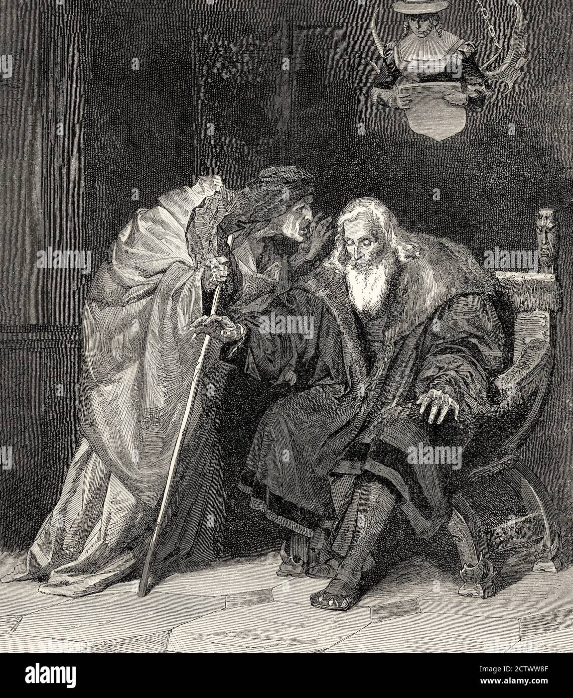 The personification of Care with blind Faust, Act V, Faust II, Johann ...