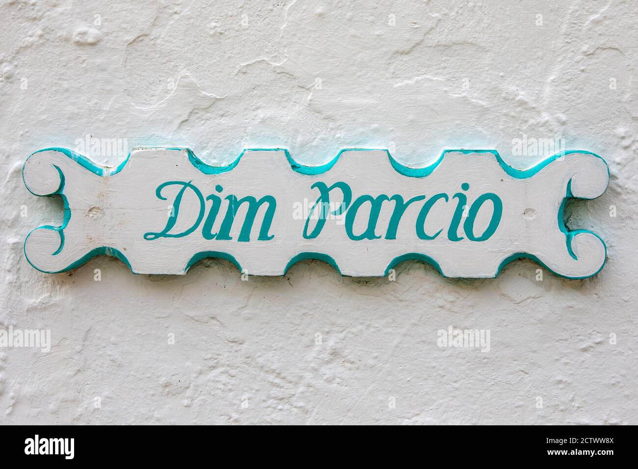 A Dim Parcio sign - translated in English meaning No Parking - in the ...