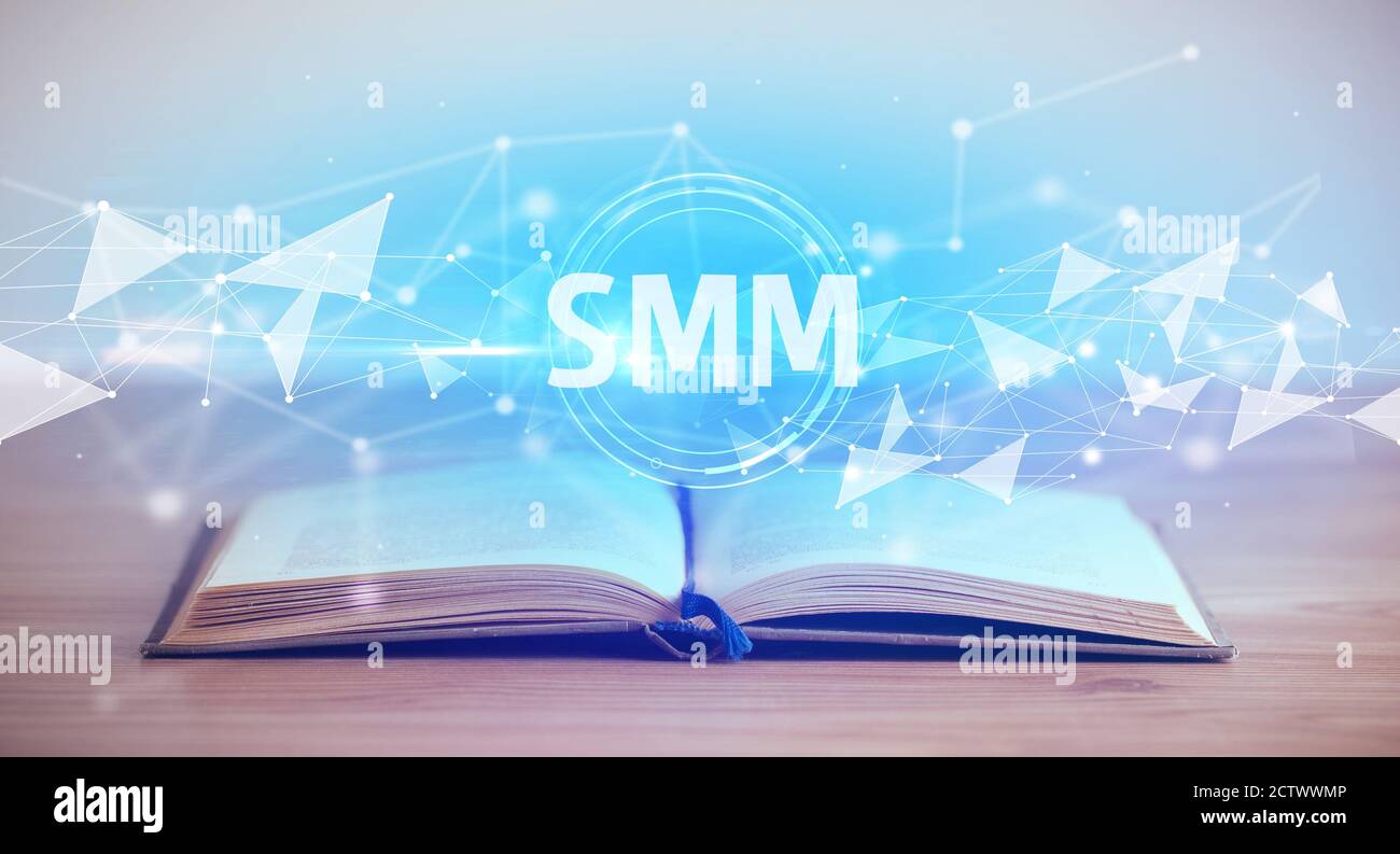 Open book with SMM abbreviation, modern technology concept Stock Photo ...
