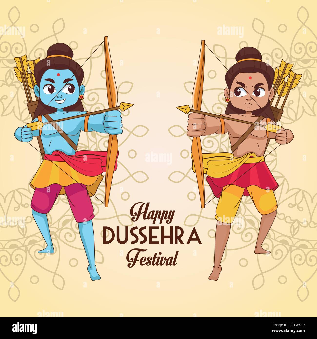 happy dussehra festival poster with two rama characters vector ...