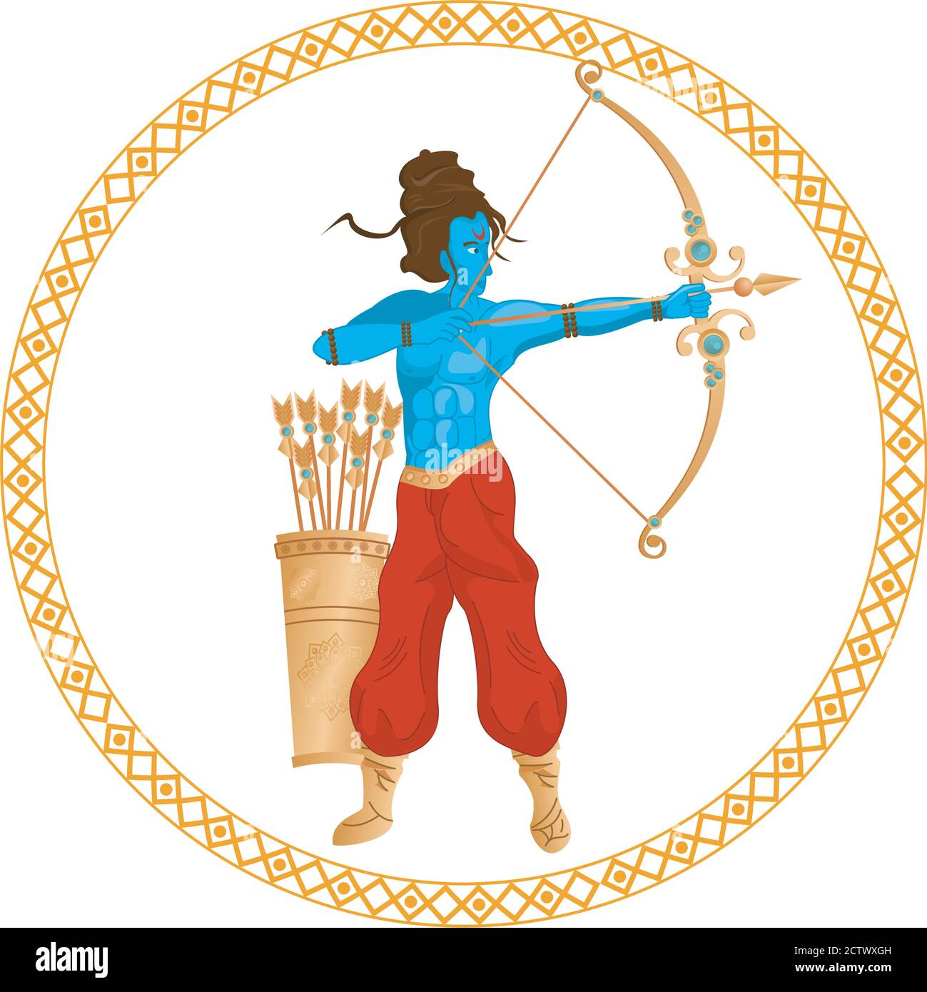 blue god rama archery hindu religion icon vector illustration design ...