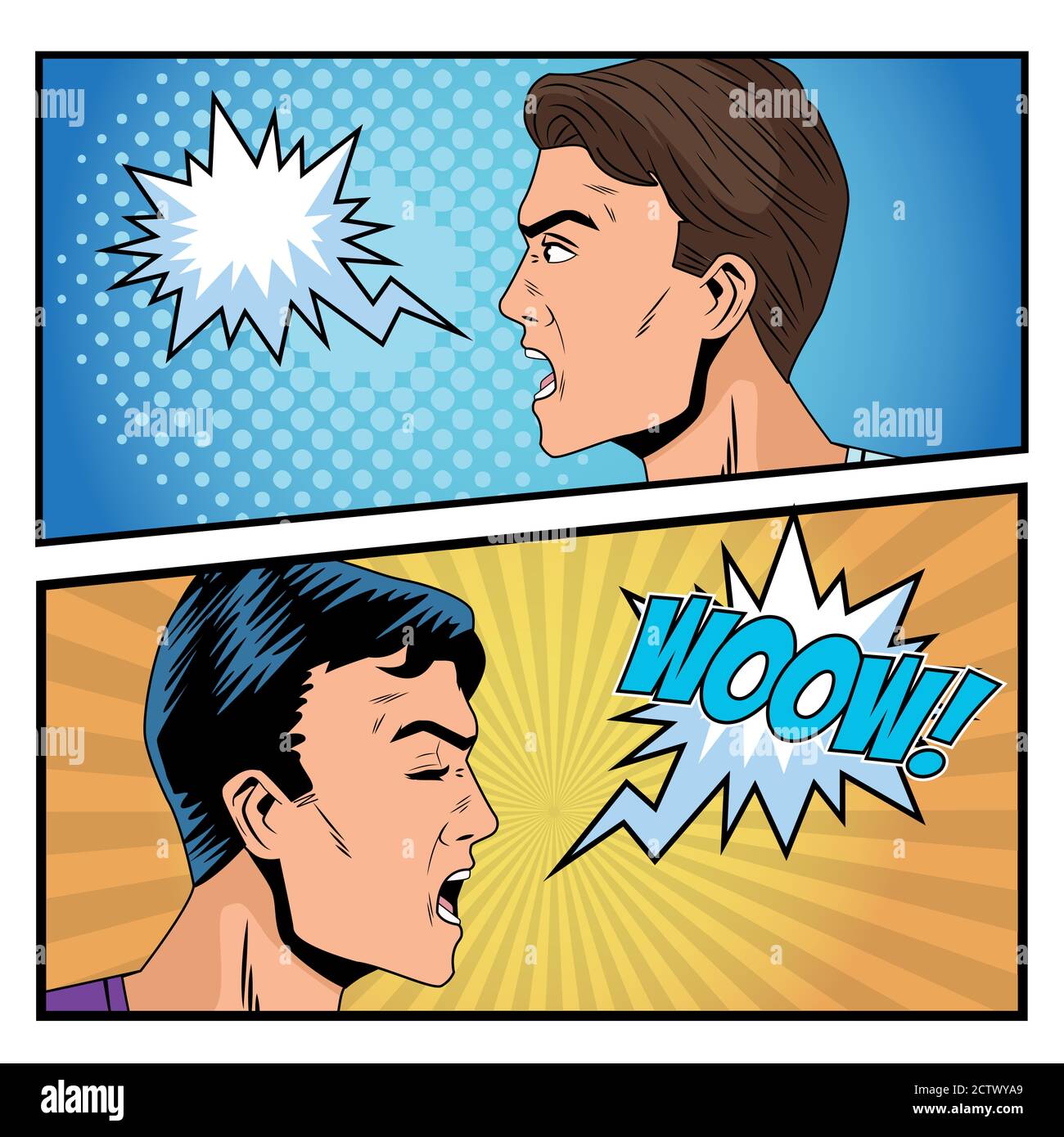 angry men profiles pop art style characters vector illustration design ...