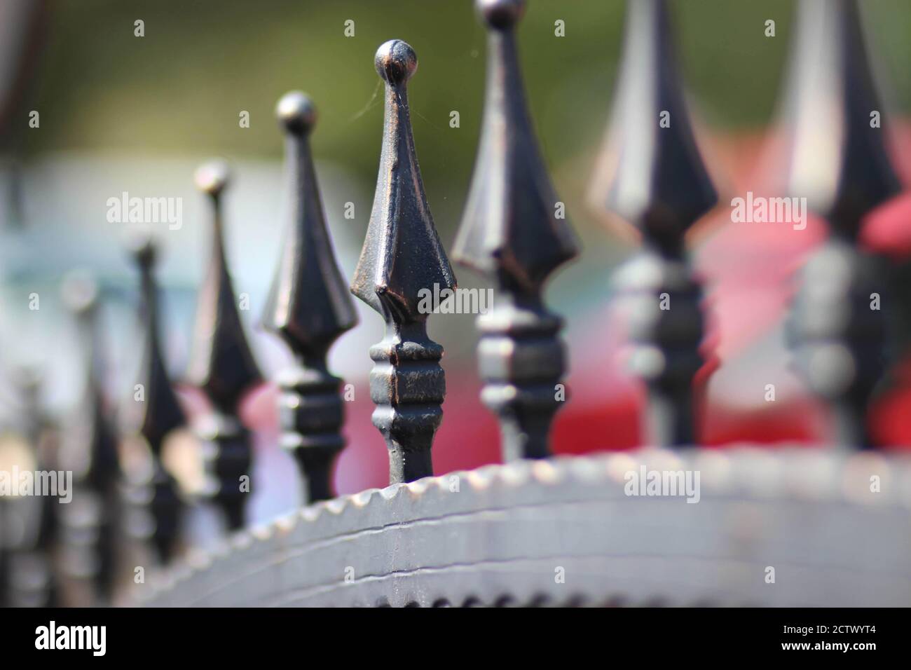 Closeup shot of metal picks for a fence Stock Photo - Alamy