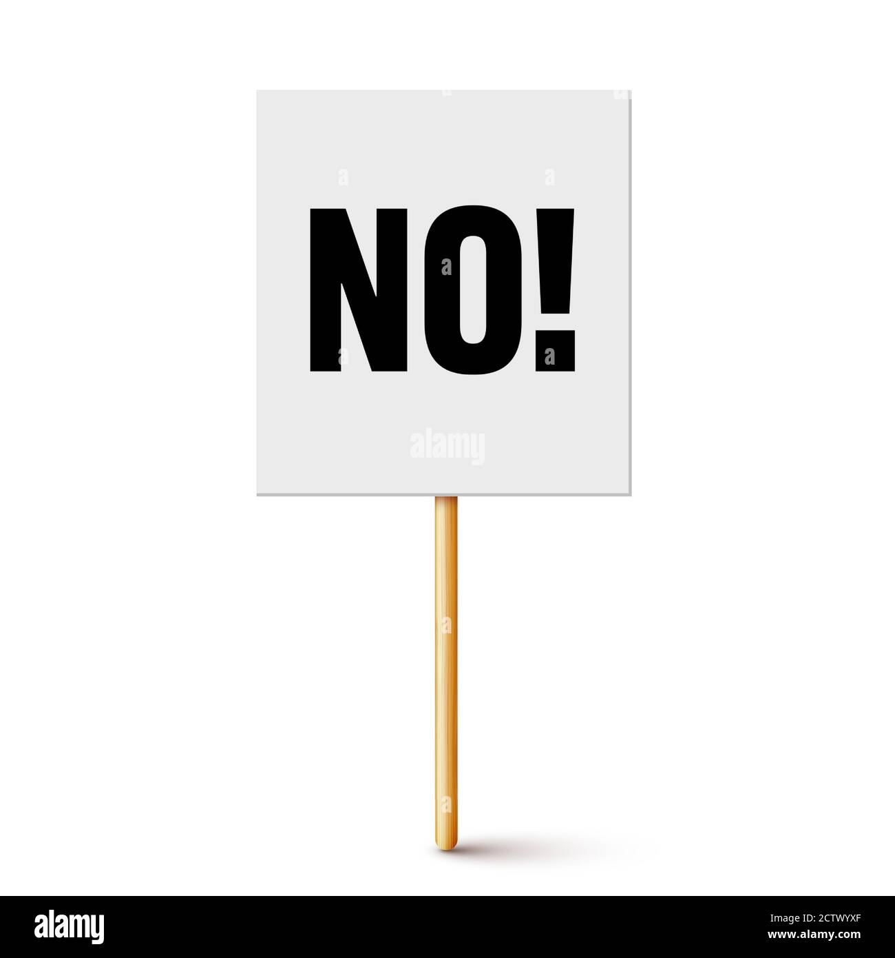 Protest sign with slogan on wooden holder. Realistic vector ...