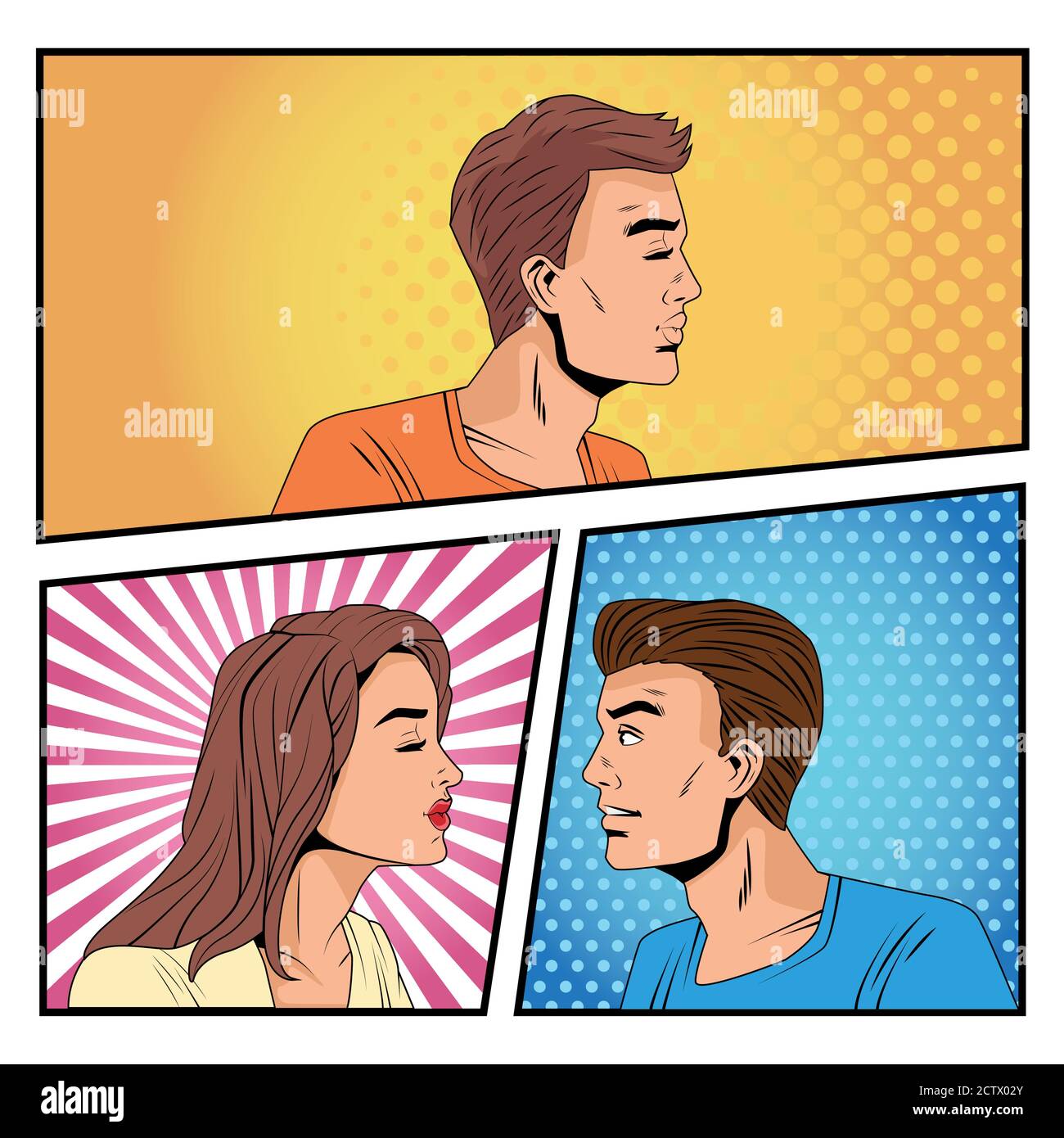 young people pop art style characters vector illustration design Stock ...