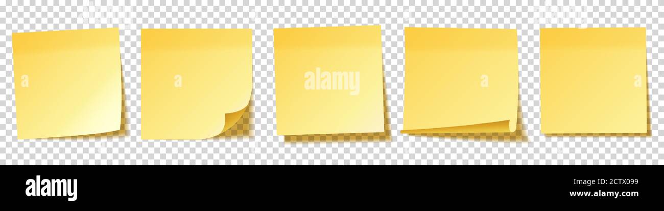Realistic blank sticky notes. Yellow sheets of note papers. Paper ...