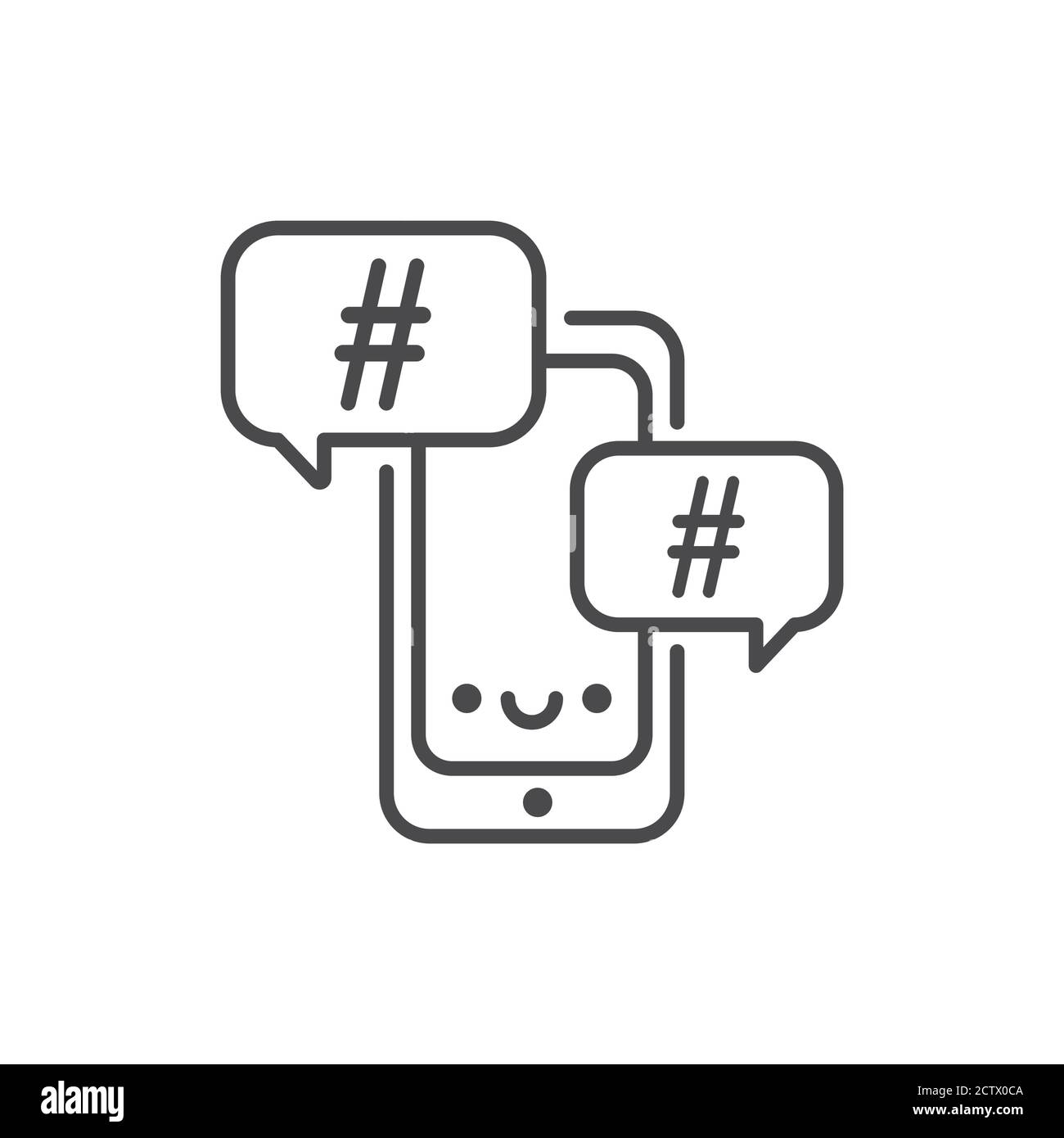 Hashtag line black icon. SMM promotion. Sign for web page, mobile app ...