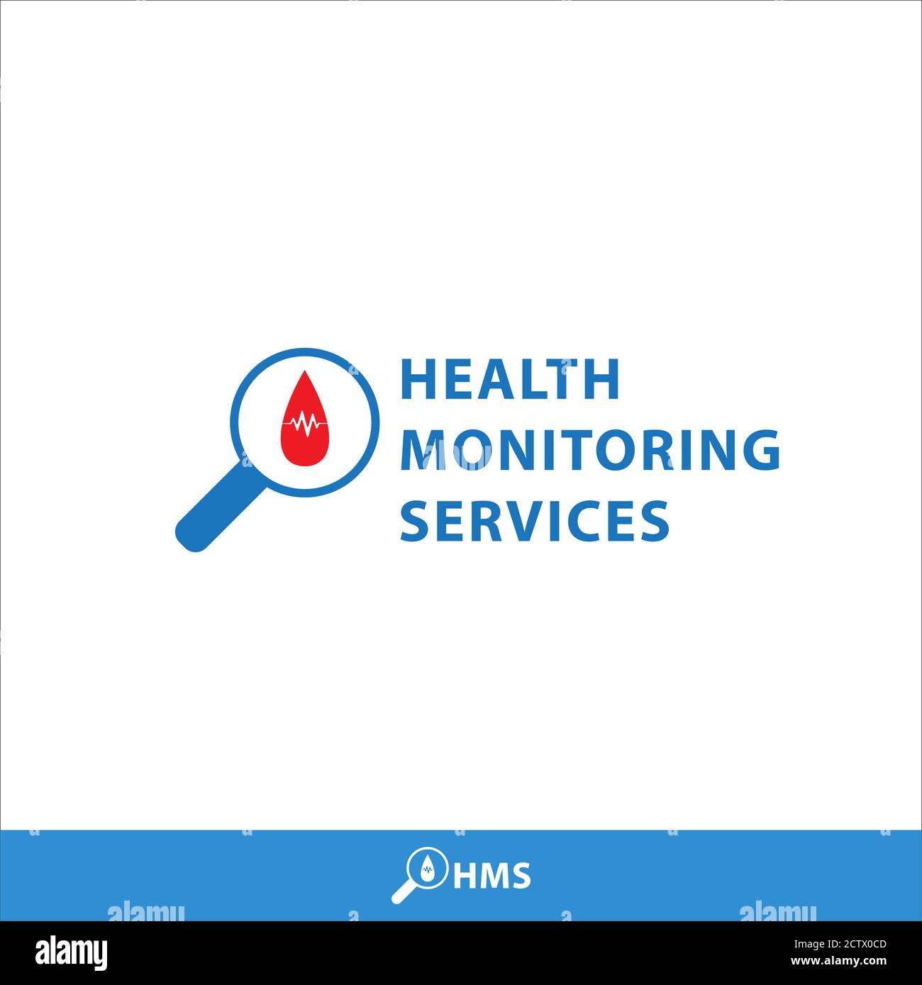 Health monitoring services logo design template. Magnifying glass and ...