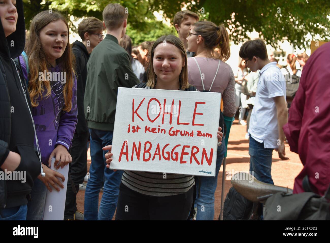 Participants with their posters at the Fridays for Future demonstration ...