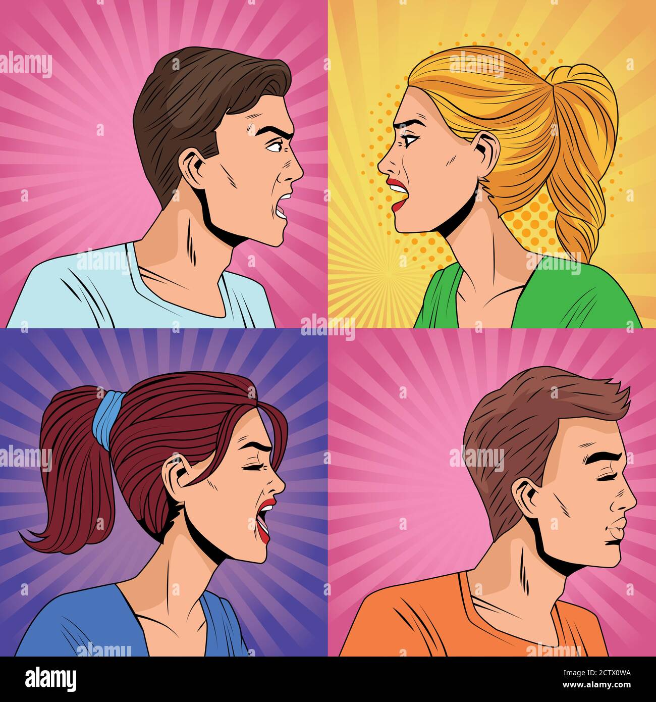 young people pop art style characters vector illustration design Stock ...