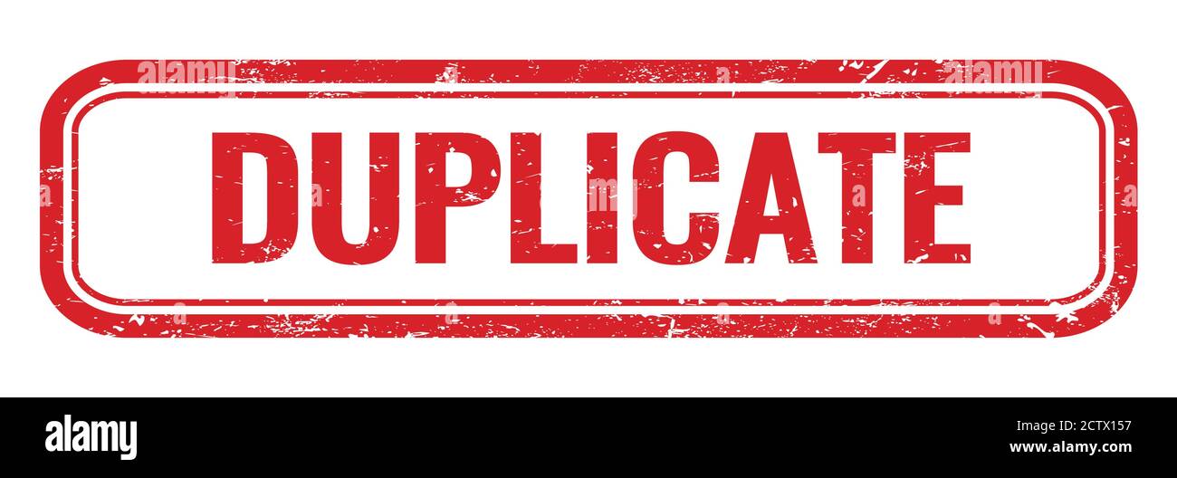 DUPLICATE red grungy rectangle stamp sign Stock Photo - Alamy
