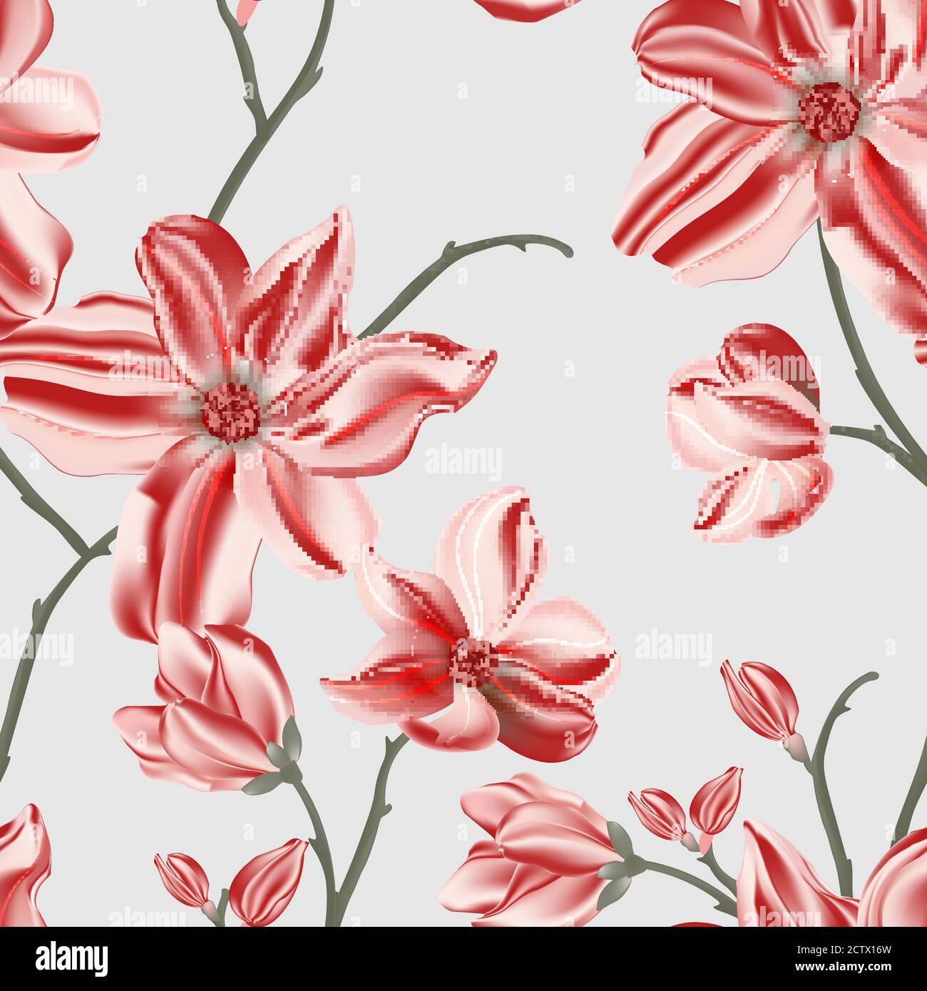 Magnolia vector seamless pattern. Repetition floral print, plant design ...