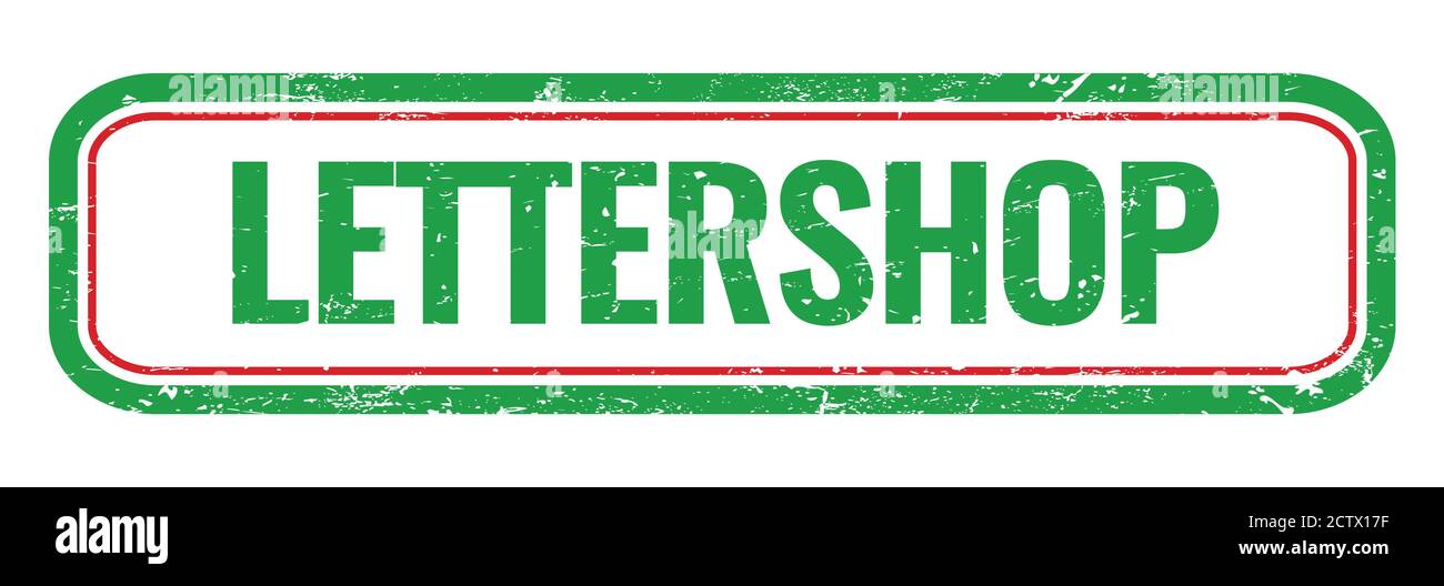 LETTERSHOP green grungy rectangle stamp sign Stock Photo - Alamy