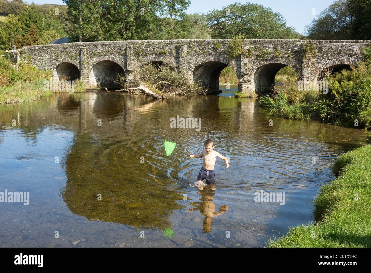 England, Somerset, Exmoor, Withypool bridge & river Barle Stock Photo ...