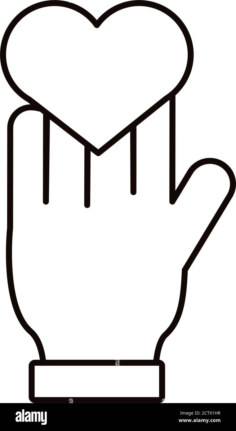 hand with heart love symbol line style icon vector illustration design ...