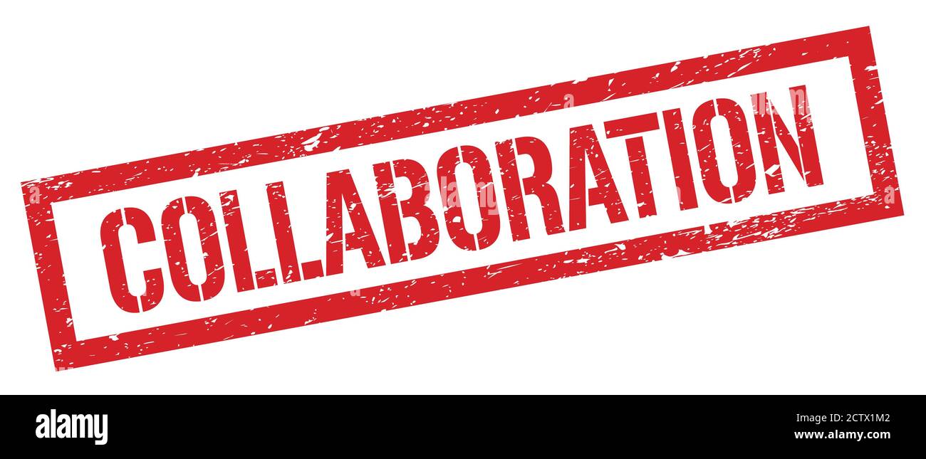 COLLABORATION red grungy rectangle stamp sign Stock Photo - Alamy