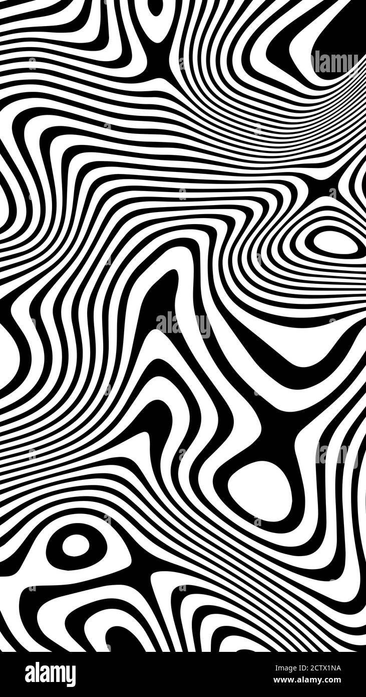 black and white mobious wave stripe optical design. simple texture ...