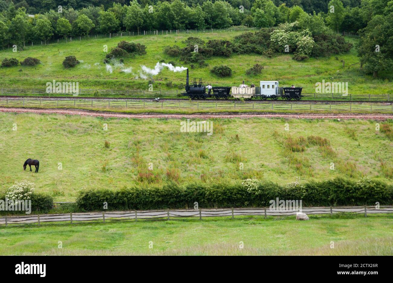 The 1820s Pockerley Waggonway ,Beamish Open Air Museum, Durham, England ...