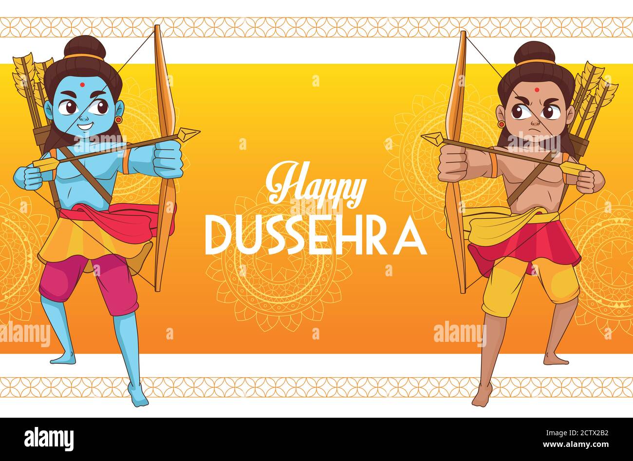 happy dussehra festival poster with two rama characters and lettering ...