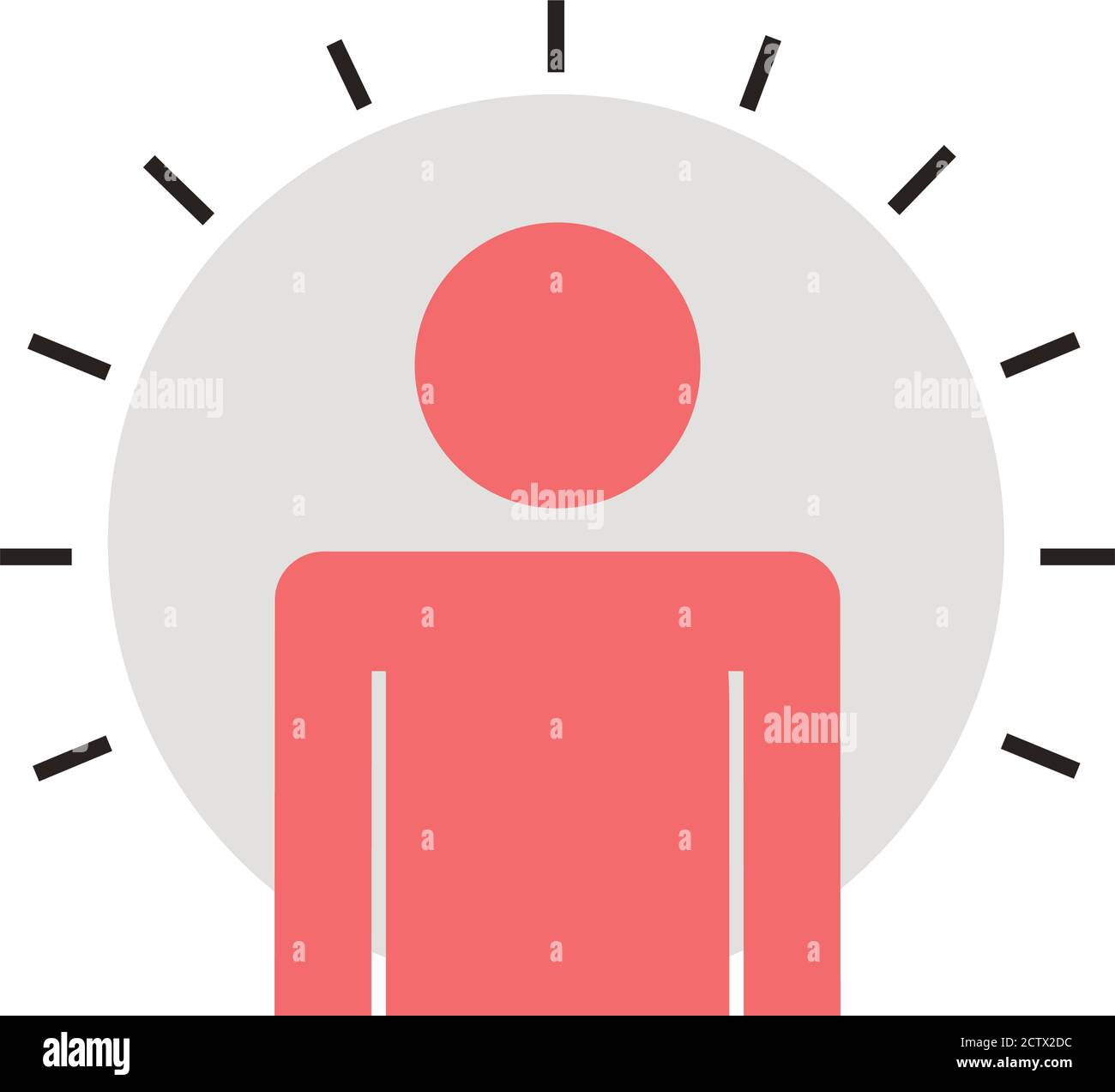 human figure silhouette with sun line and fill style icon vector ...