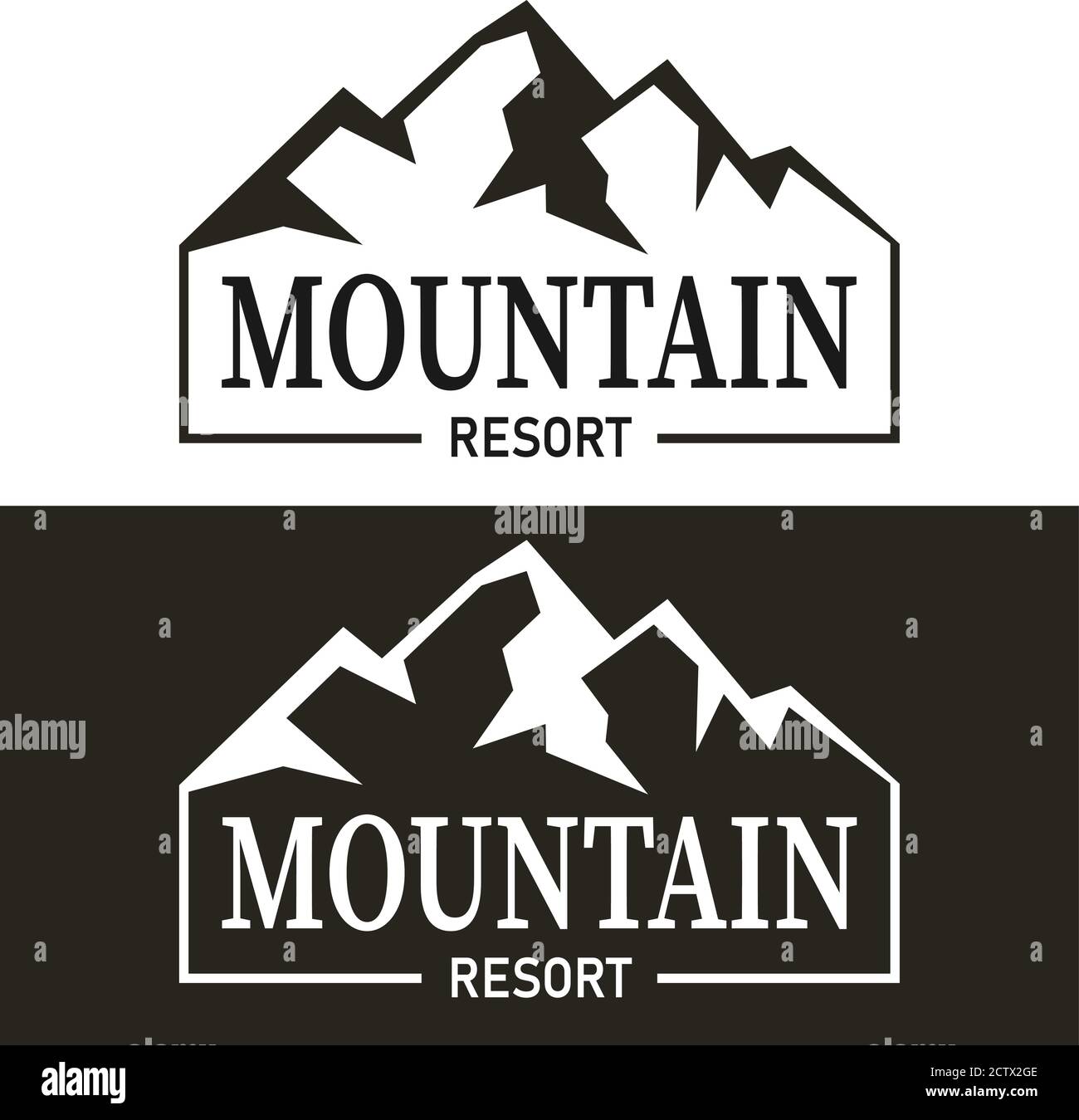 mountains resort symbol. Vector monochromatic sign, logotype Stock ...
