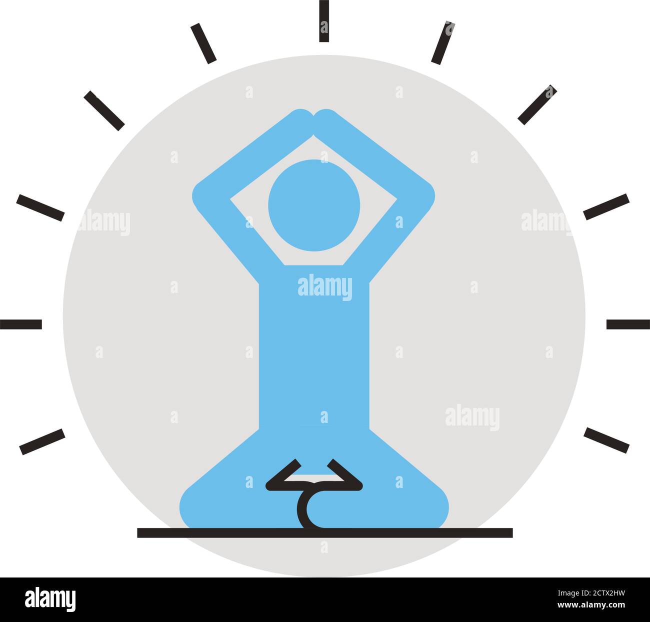 human figure silhouette in lotus position line and fill style icon ...