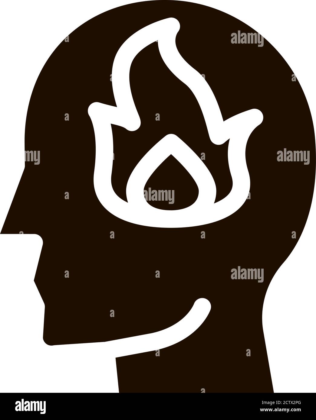 Burning Fire Flame In Man Silhouette Mind Vector Stock Vector Image ...