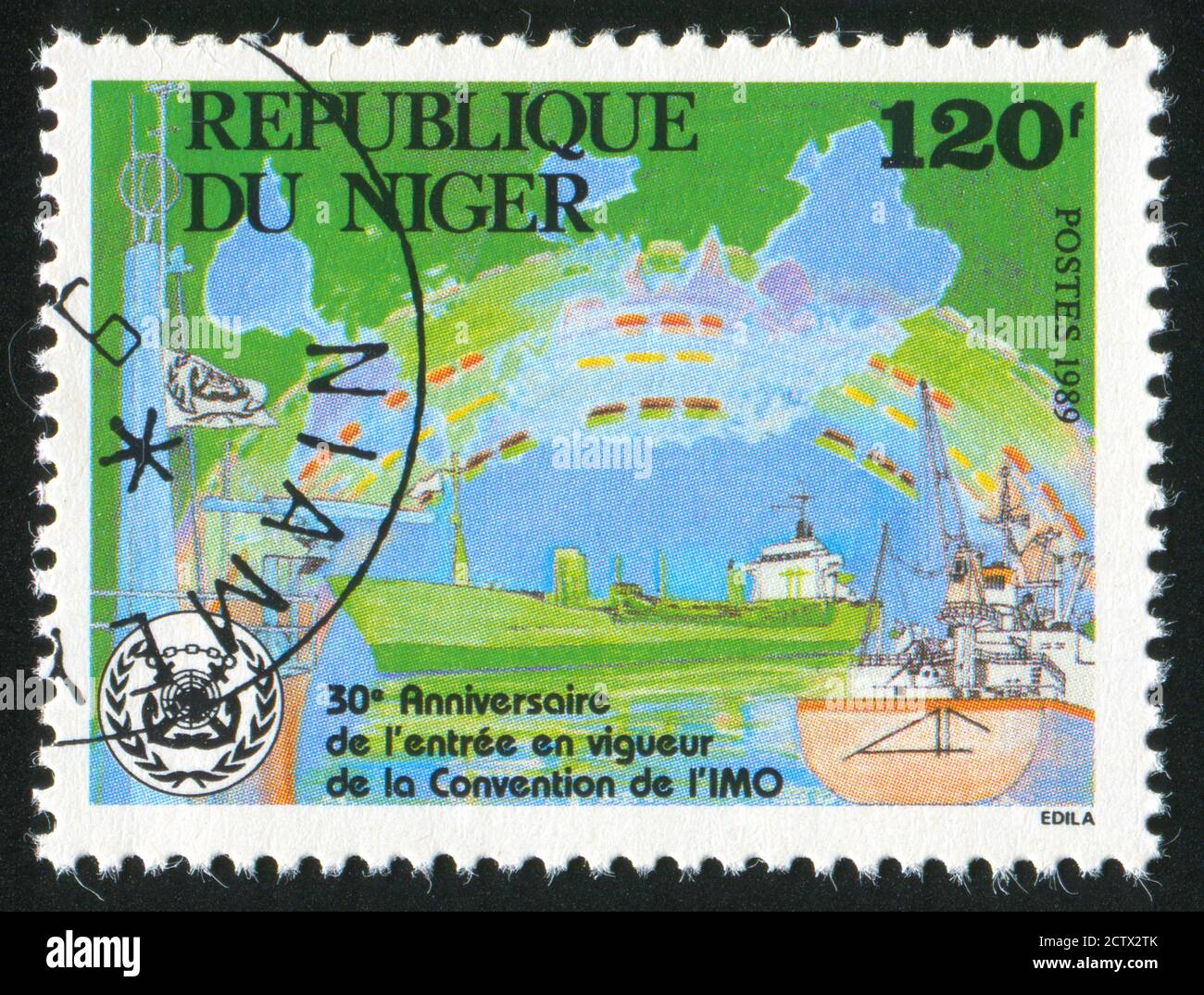 NIGER - CIRCA 1989: stamp printed by Niger shows Maritime Organization ...