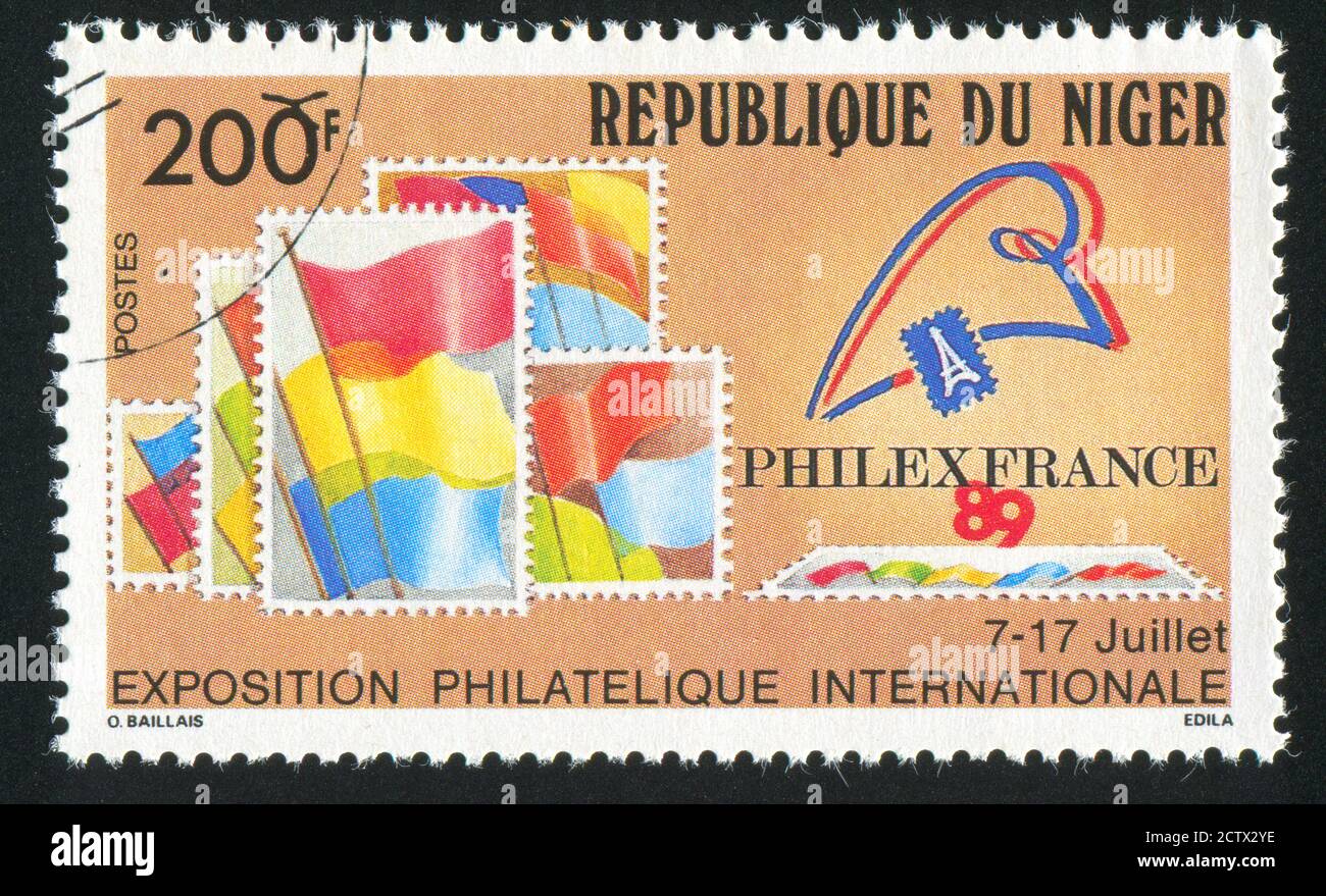 NIGER - CIRCA 1989: stamp printed by Niger shows Simulated Stamps ...