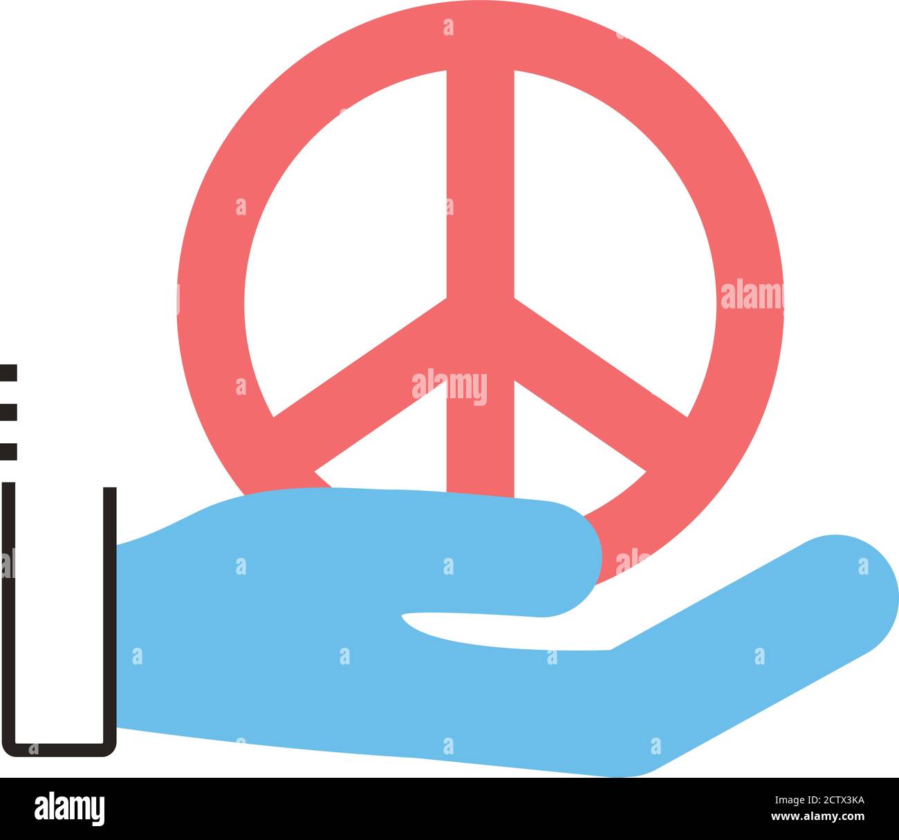 hand lifting peace symbol line and fill style vector illustration ...