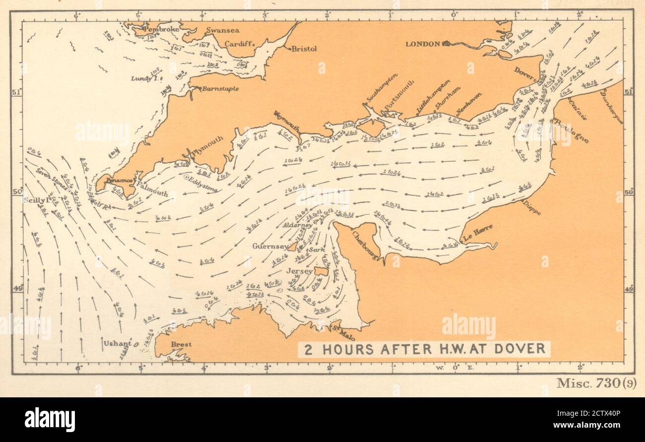 English Channel currents 2 hours after high water at Dover. ADMIRALTY ...