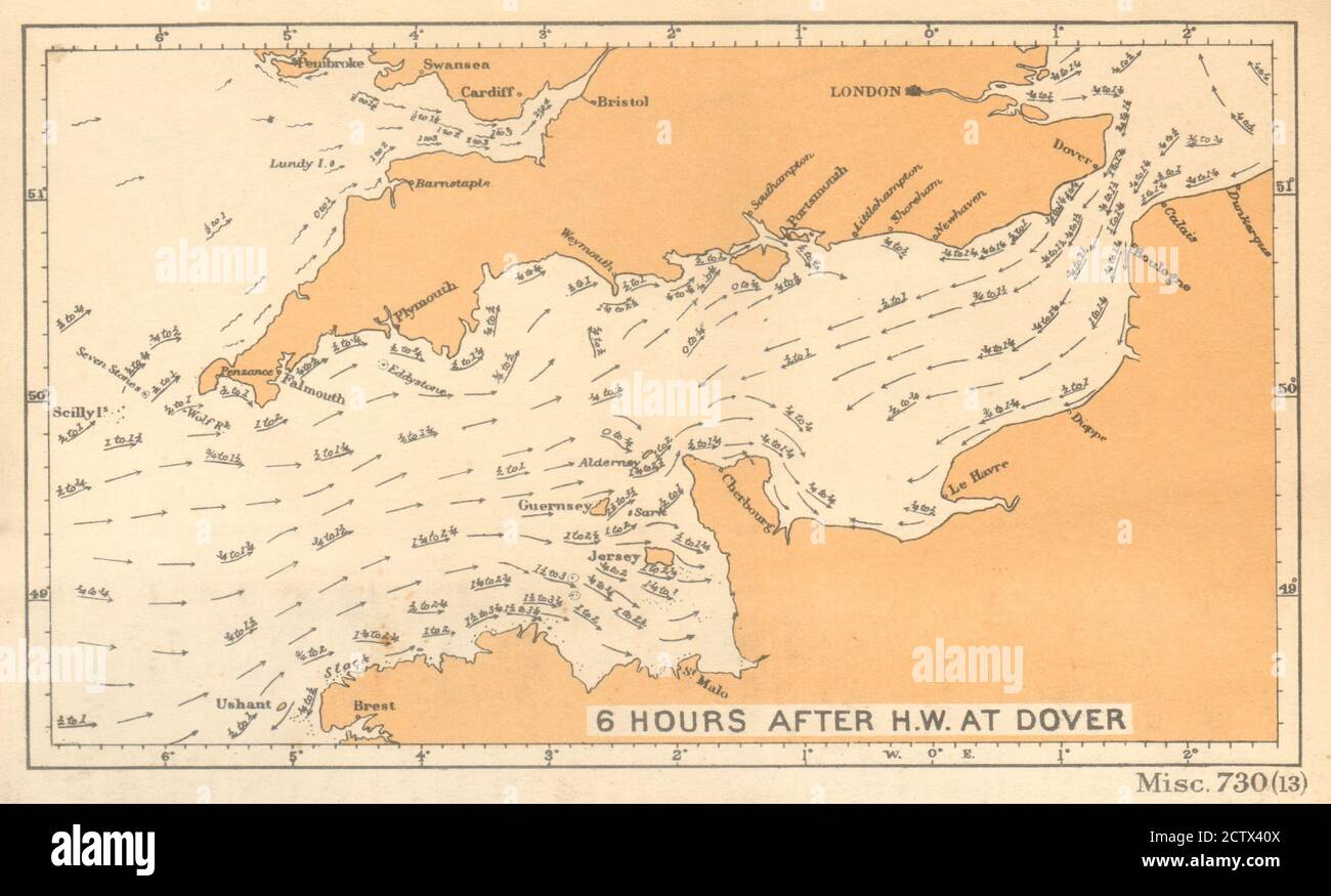 English Channel currents 6 hours after high water at Dover. ADMIRALTY ...