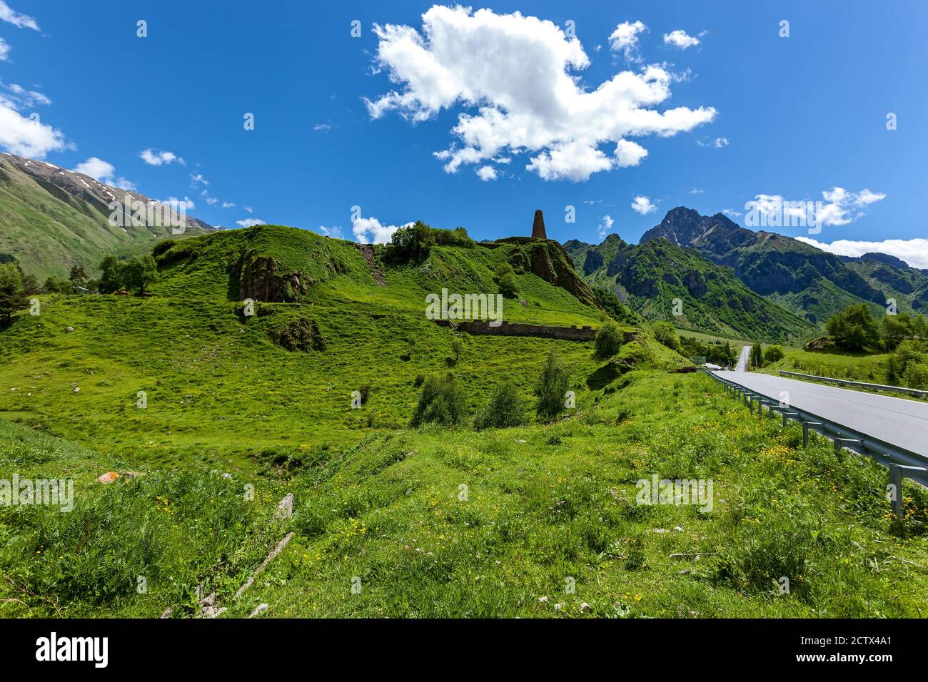 Georgian Military Road, beautiful mountain scenery and mountain rivers ...