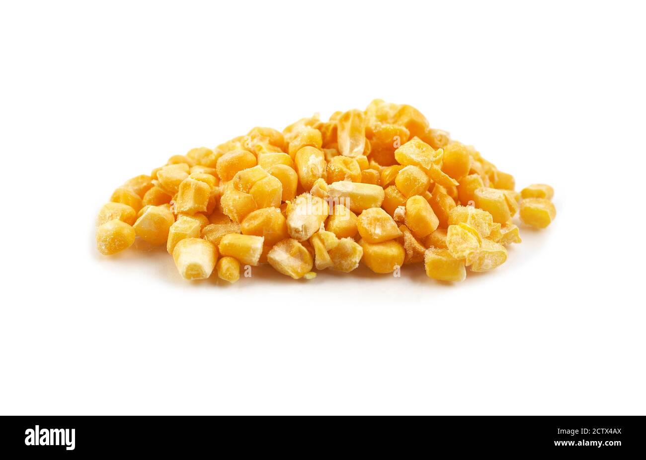 Frozen heap of corn isolated on white background, side view ...