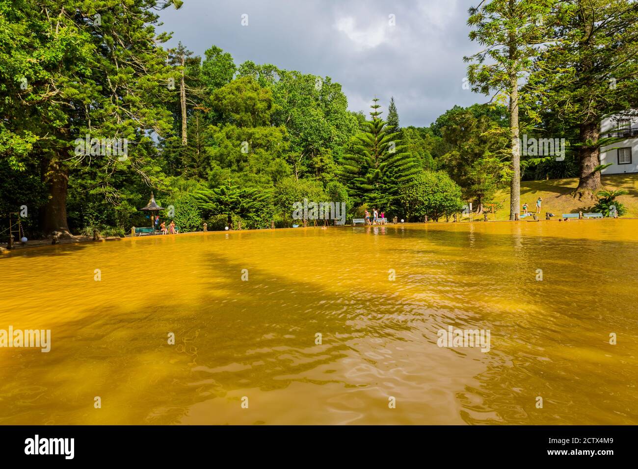 Furnas, Azores, Portugal - August 16, 2020: People swimming in a ...