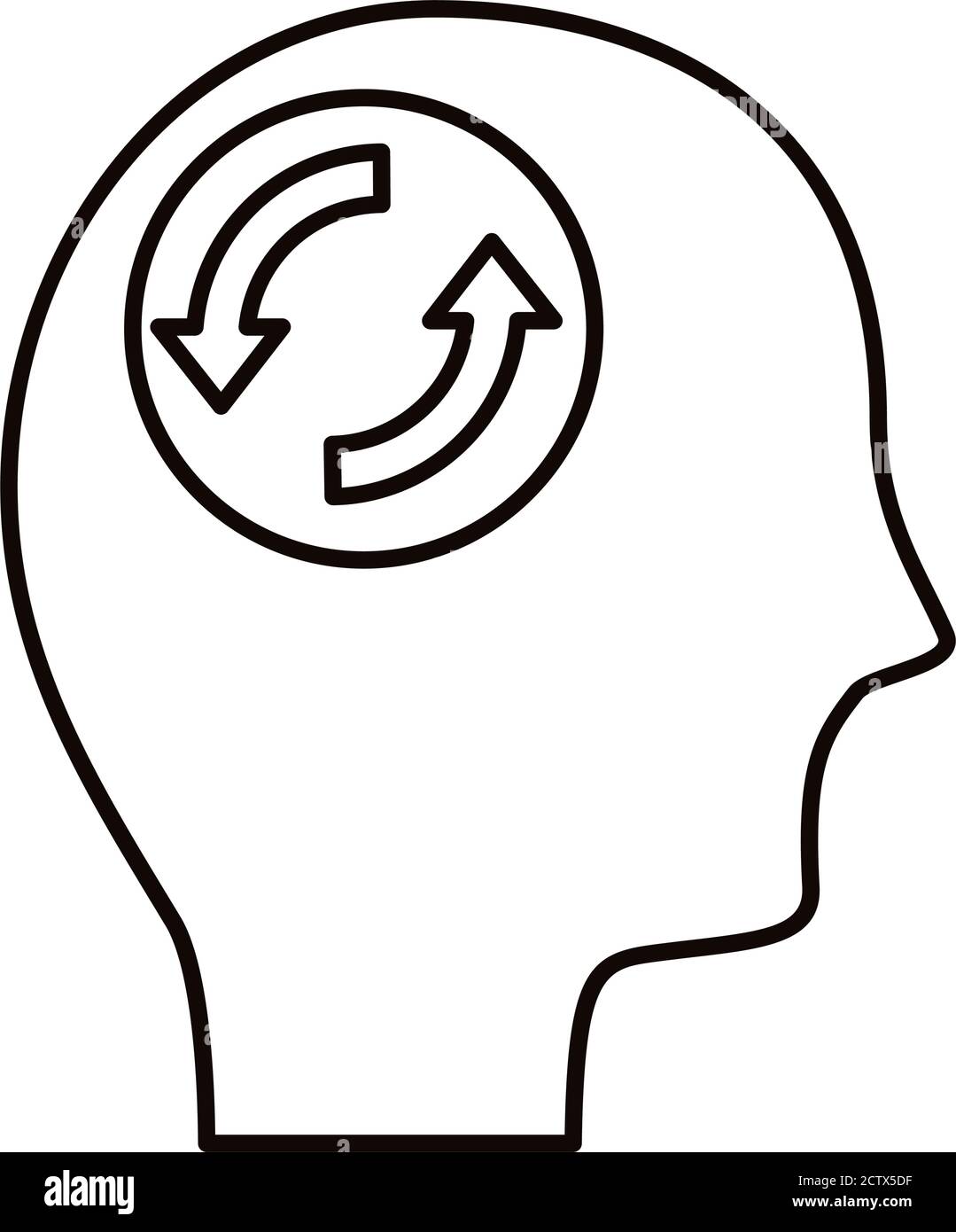 head human profile with reload mind line style icon vector illustration ...