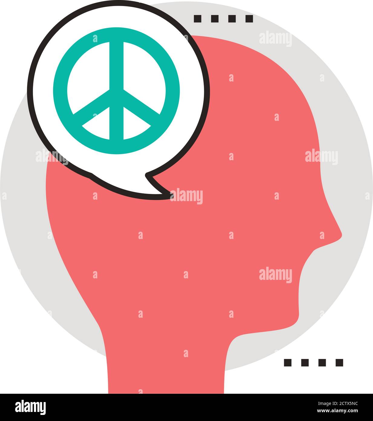 profile with peace symbols in speech bubbles line and fill style icon ...