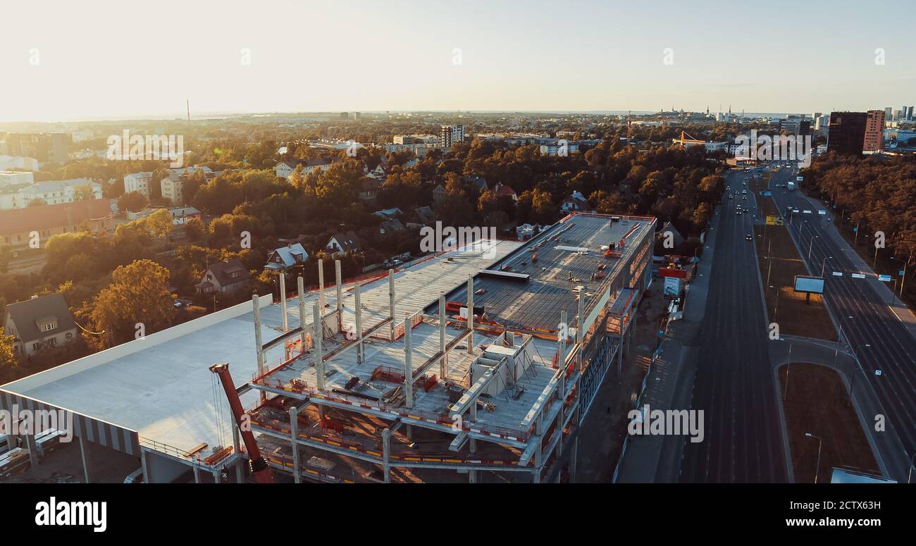 Aerial View of Industrial Commercial Property Building Construction ...
