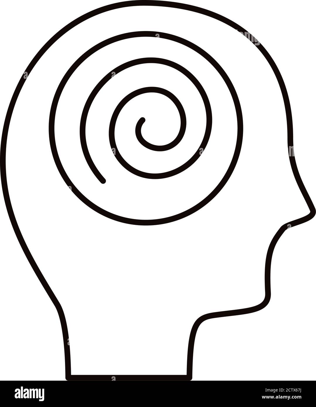 head human profile with spiral mind line style icon vector illustration ...