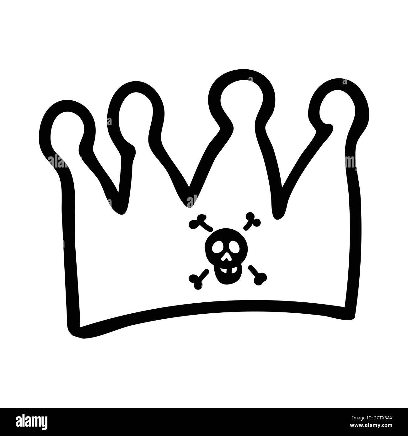 Punk rock crown lineart vector illustration. Simple alternative sticker ...