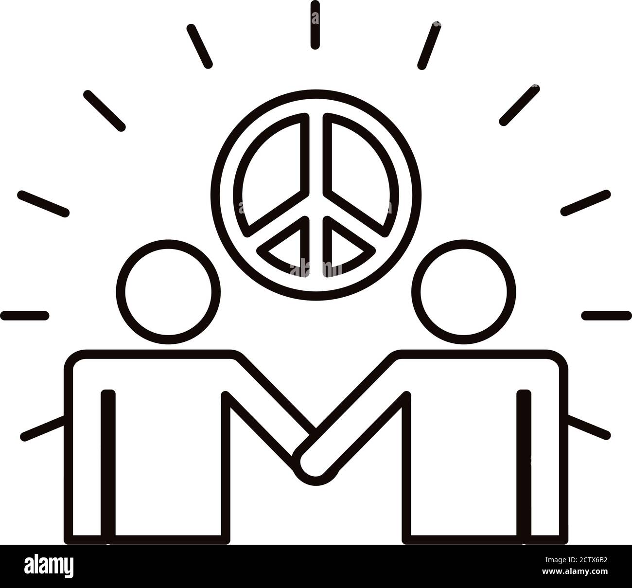 couple avatars with peace symbol line style icon vector illustration ...