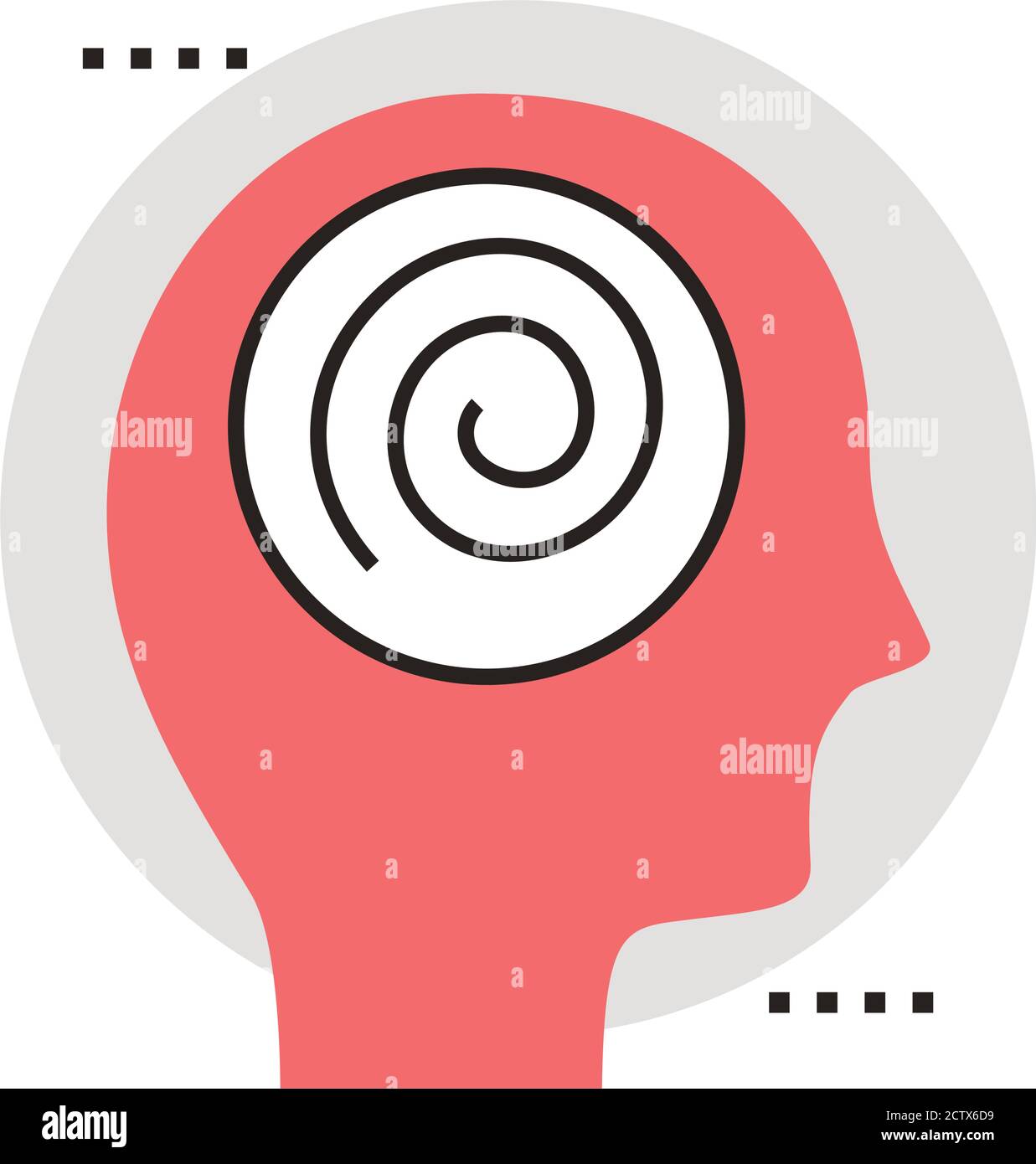 head human profile with spiral mind line and fill style icon vector ...