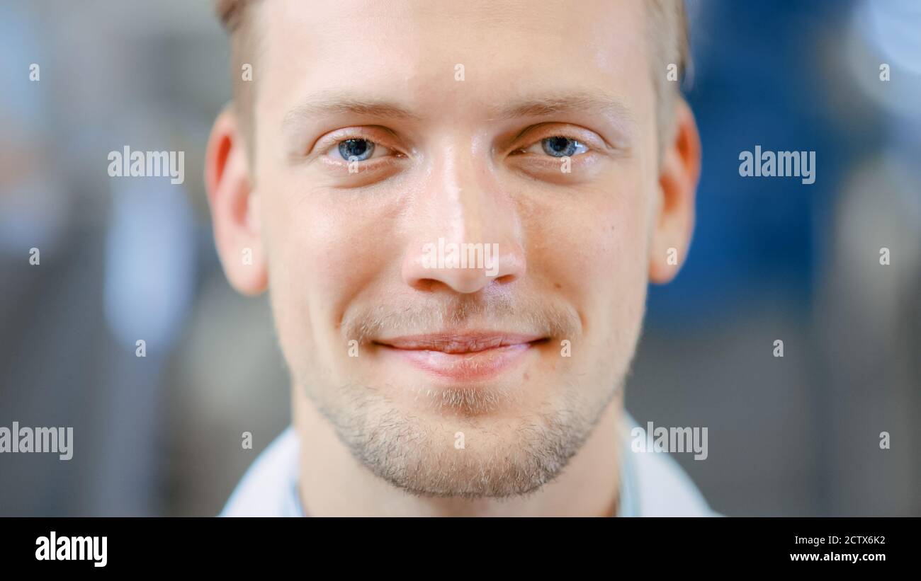 Close Up of a Handsome Young Blond Male Portrait Shot. He's a ...