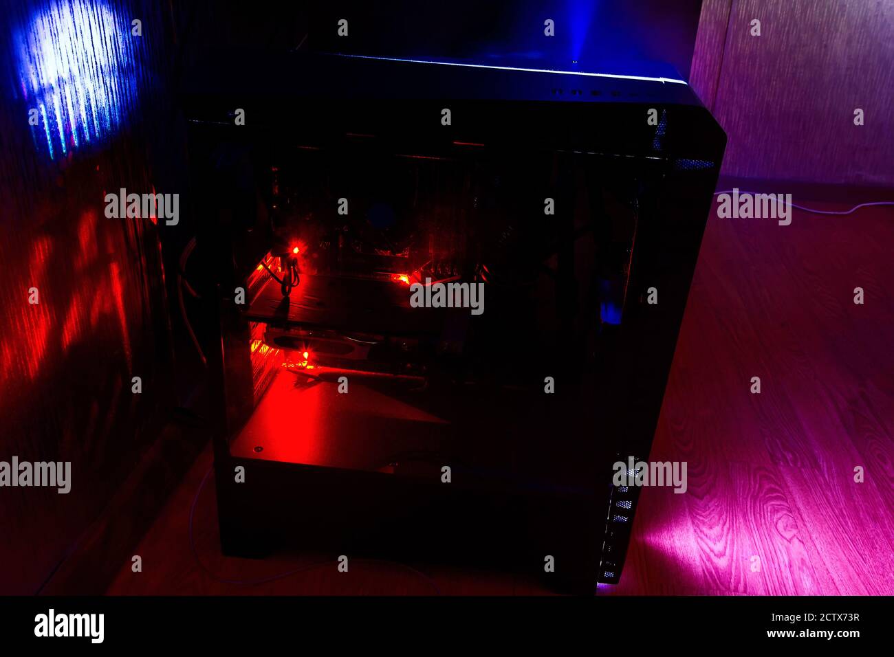 Modern system unit of a working computer with a glass side Stock Photo ...