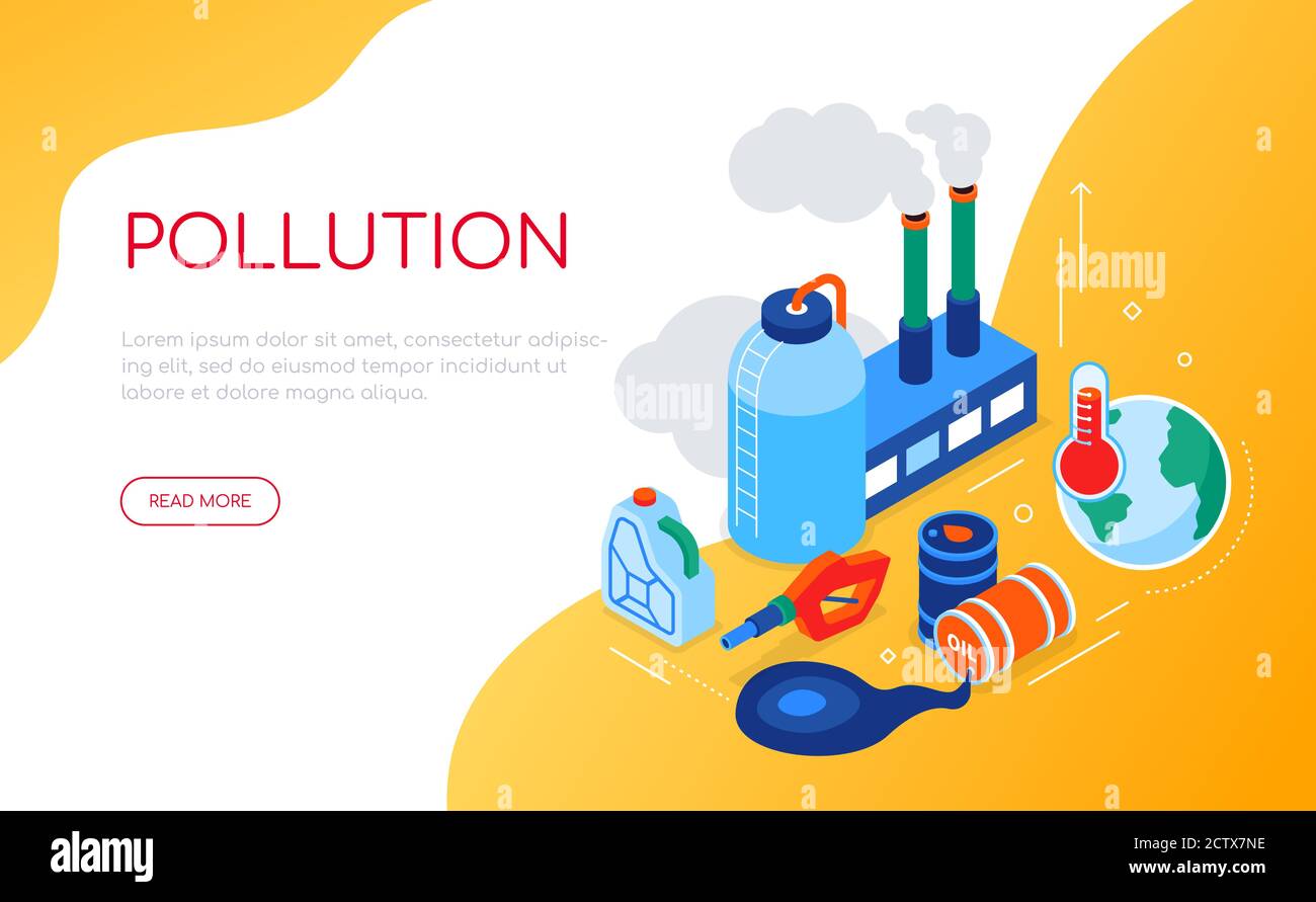 Pollution concept - modern colorful isometric web banner Stock Vector ...