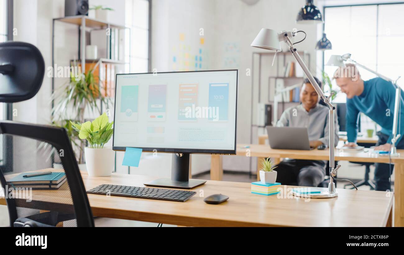 Desktop Computer Standing on the Desk in the Modern Creative Office ...