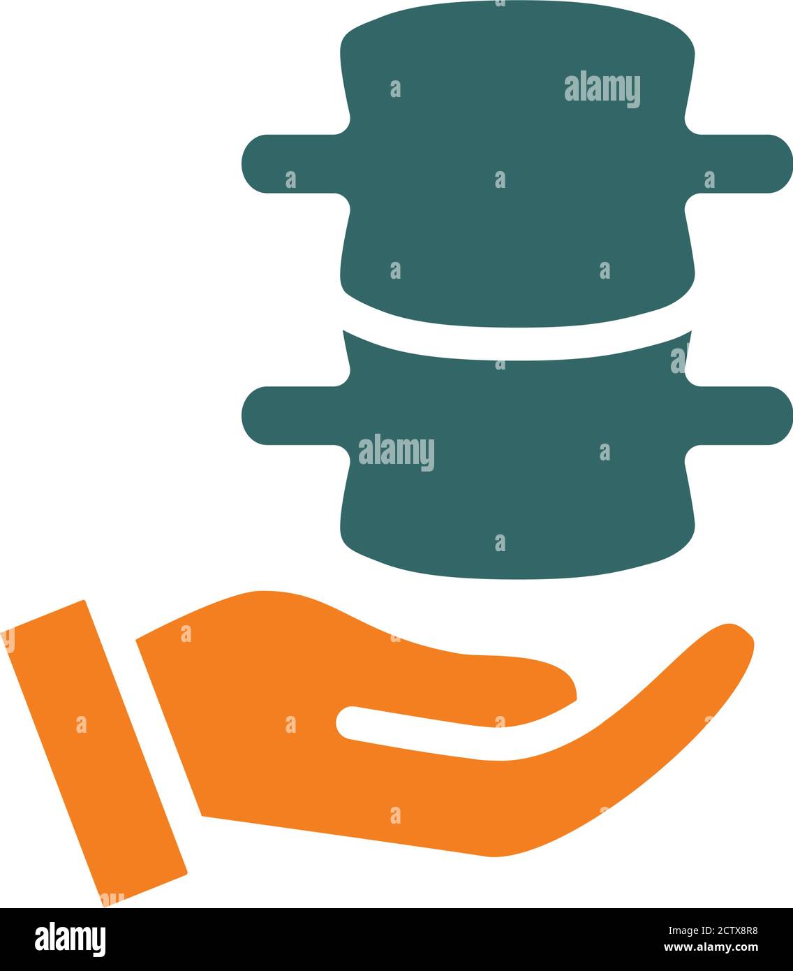 Human spine on hand colored icon. Care, rescue, treatment, disease ...